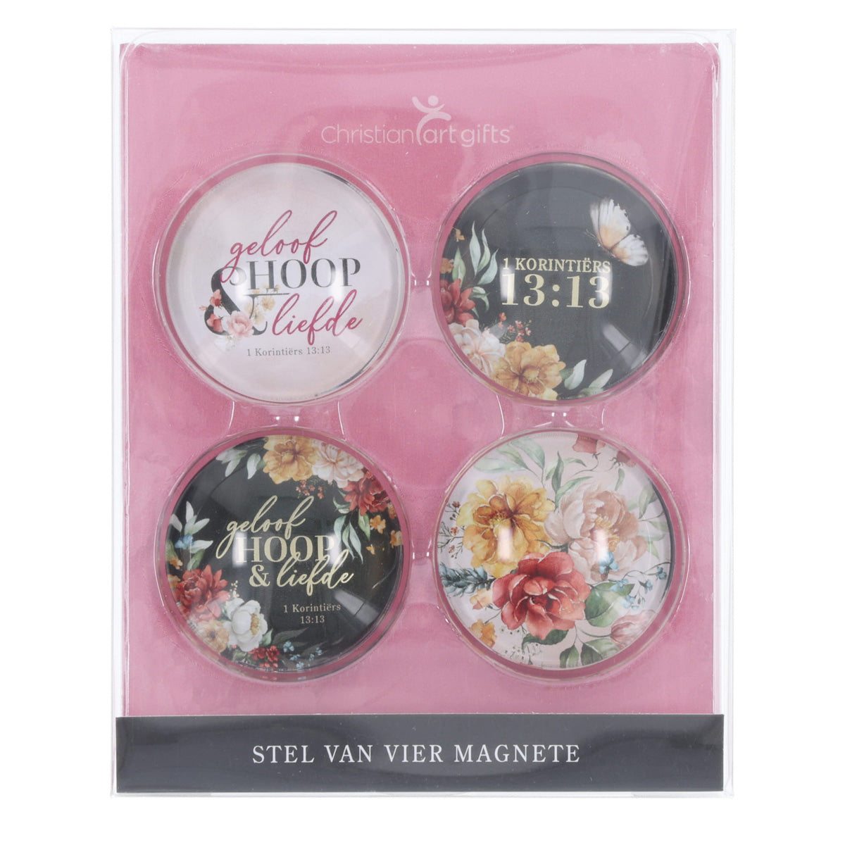 Geloof Hoop en Liefde Afrikaans Four-Piece Glass Magnetic Set ...